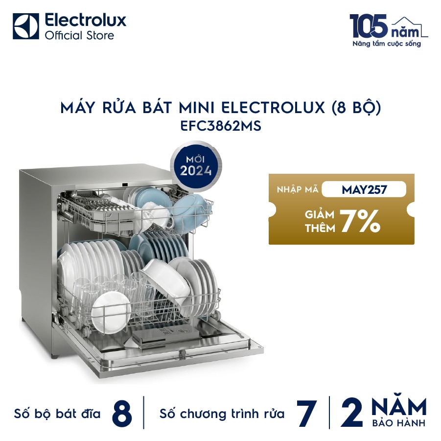 Máy rửa bát để bàn UltimateCare 300 55cm cho 8 bộ chén đĩa - EFC3862MS