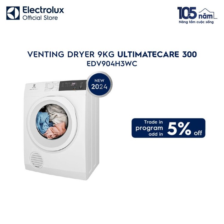 9kg UltimateCare 300 venting dryer - EDV904H3WC | Electrolux Viet Nam