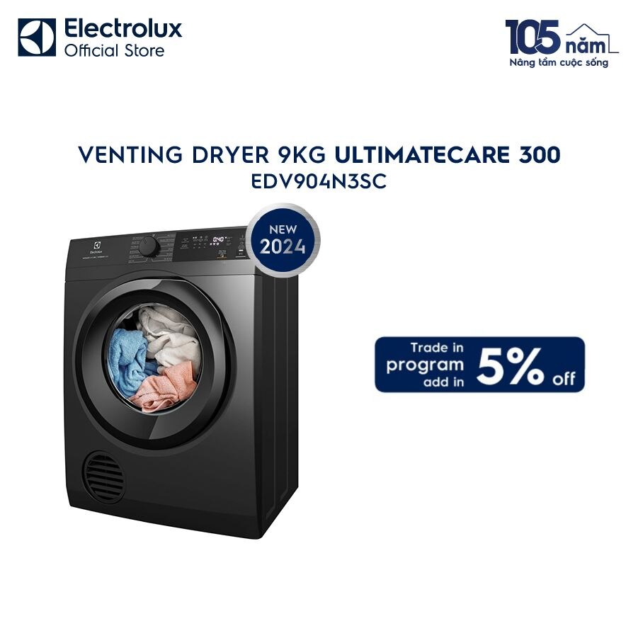 9kg UltimateCare 300 venting dryer - EDV904N3SC | Electrolux Viet Nam