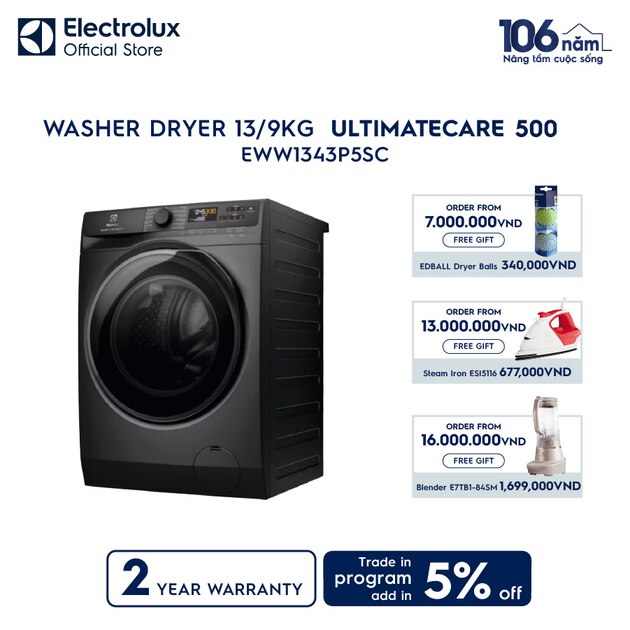 13/9kg UltimateCare 500 washer dryer - EWW1343P5SC | Electrolux Viet Nam