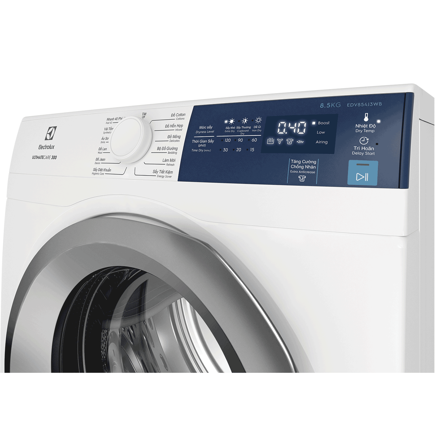8.5kg UltimateCare 300 venting dryer EDV854J3WB | Electrolux Vietnam